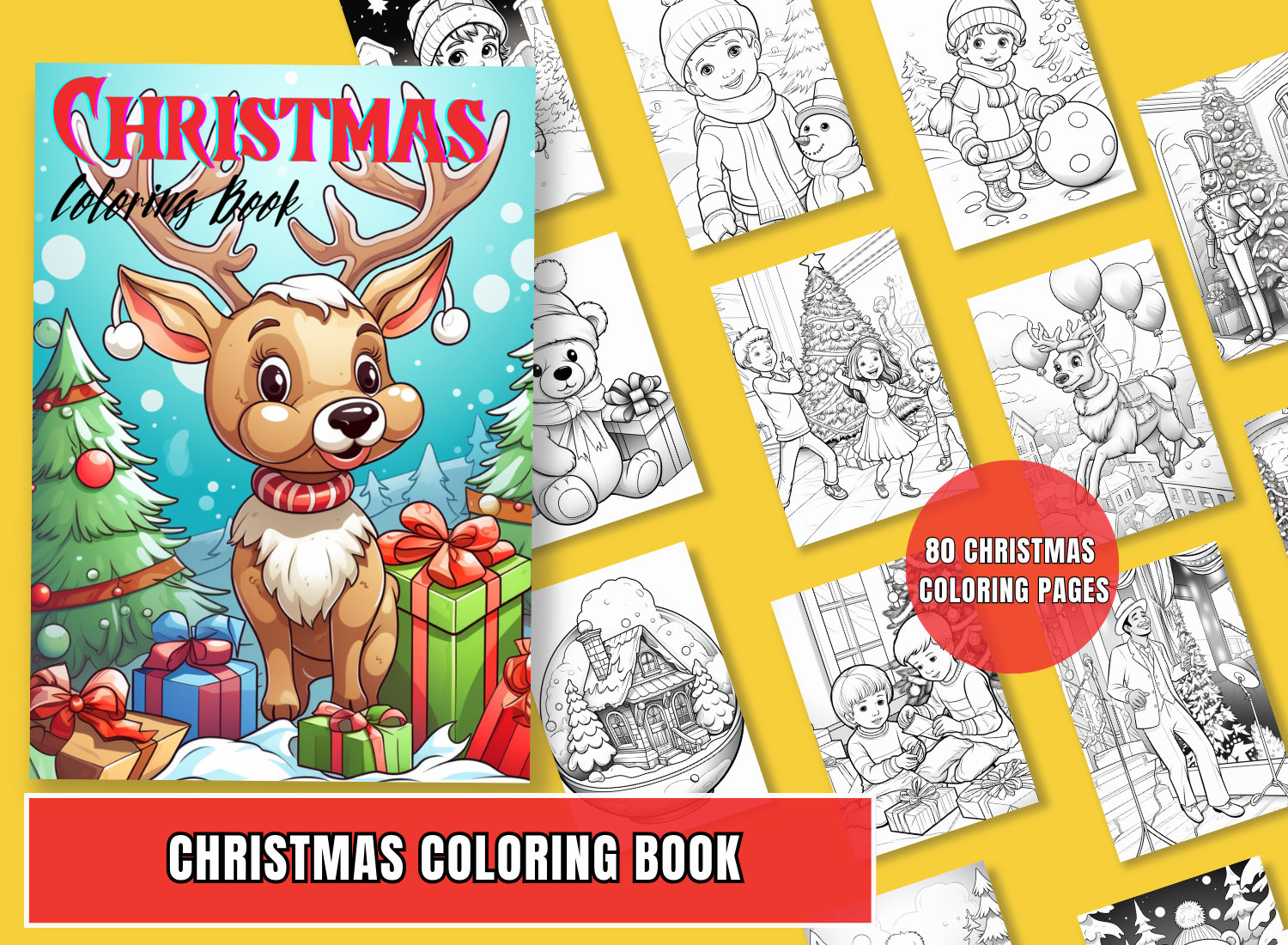 80 Christmas Big Bundle Coloring Book for Kids, Christmas Entertaiment ...
