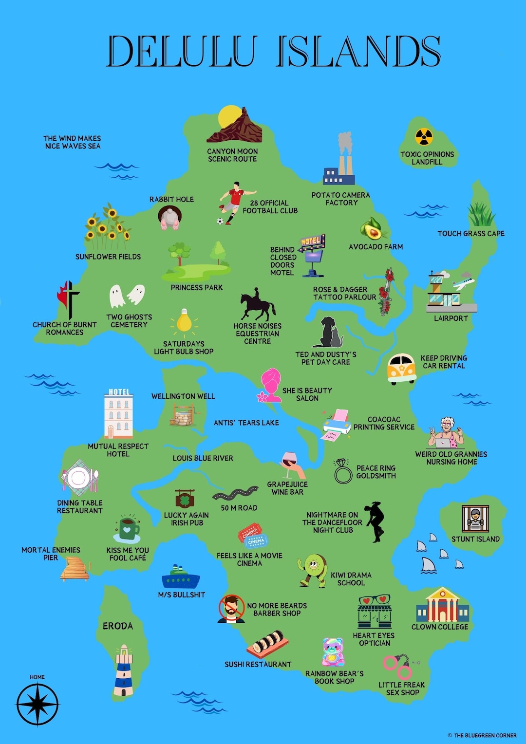 Delulu Islands Map Art Print - Etsy