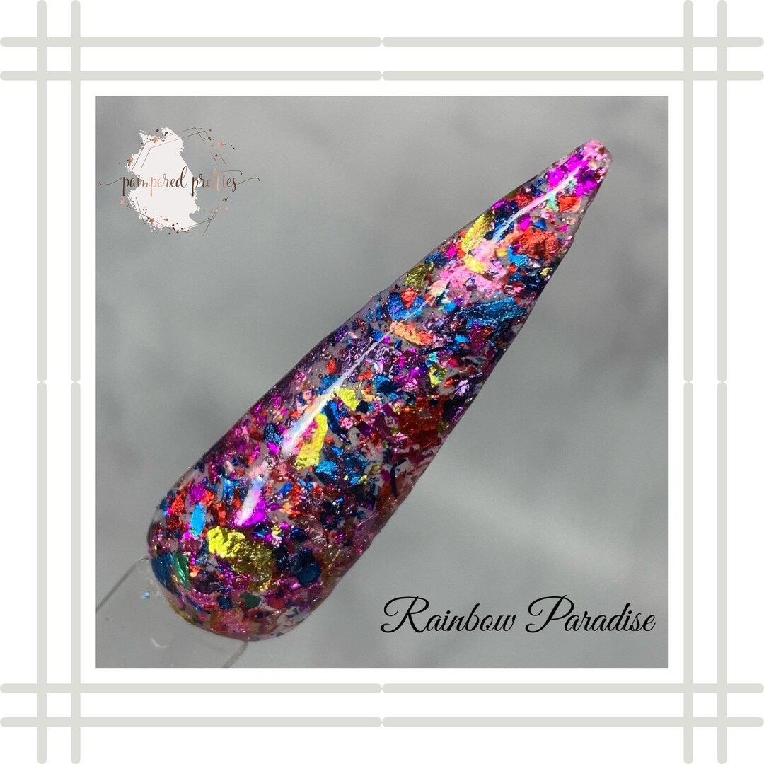 Rainbow Paradise Foil Nail Dipping Powder | Dip Powder for Nails ...