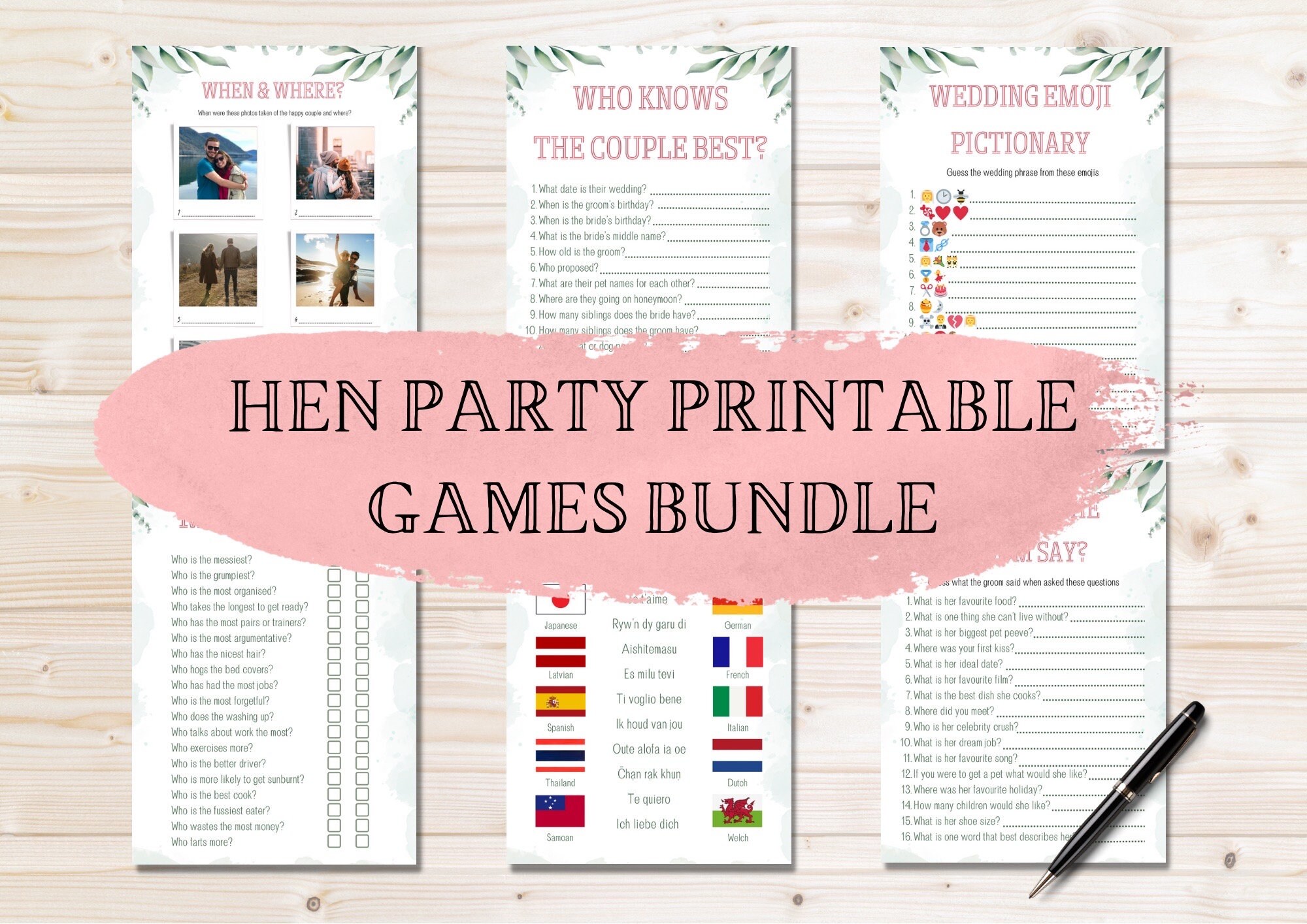 Printable Hen Party Games Bundle Instant Download - Etsy