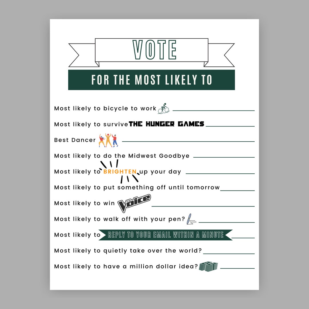 Most Likely to Printable Perfect for Teachers, Students, Employees ...