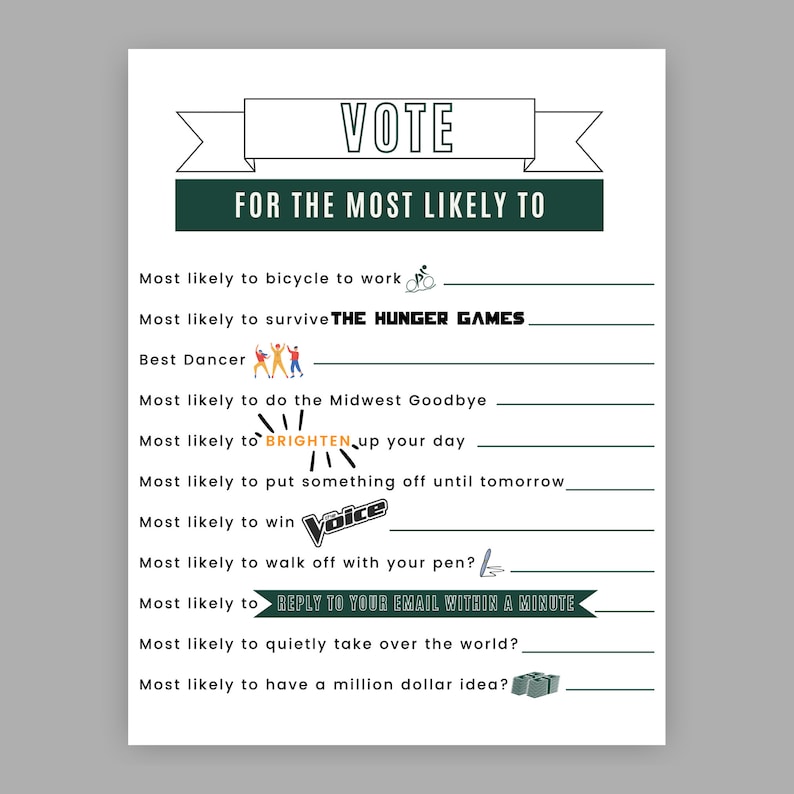 Most Likely to Printable Perfect for Teachers, Students, Employees ...