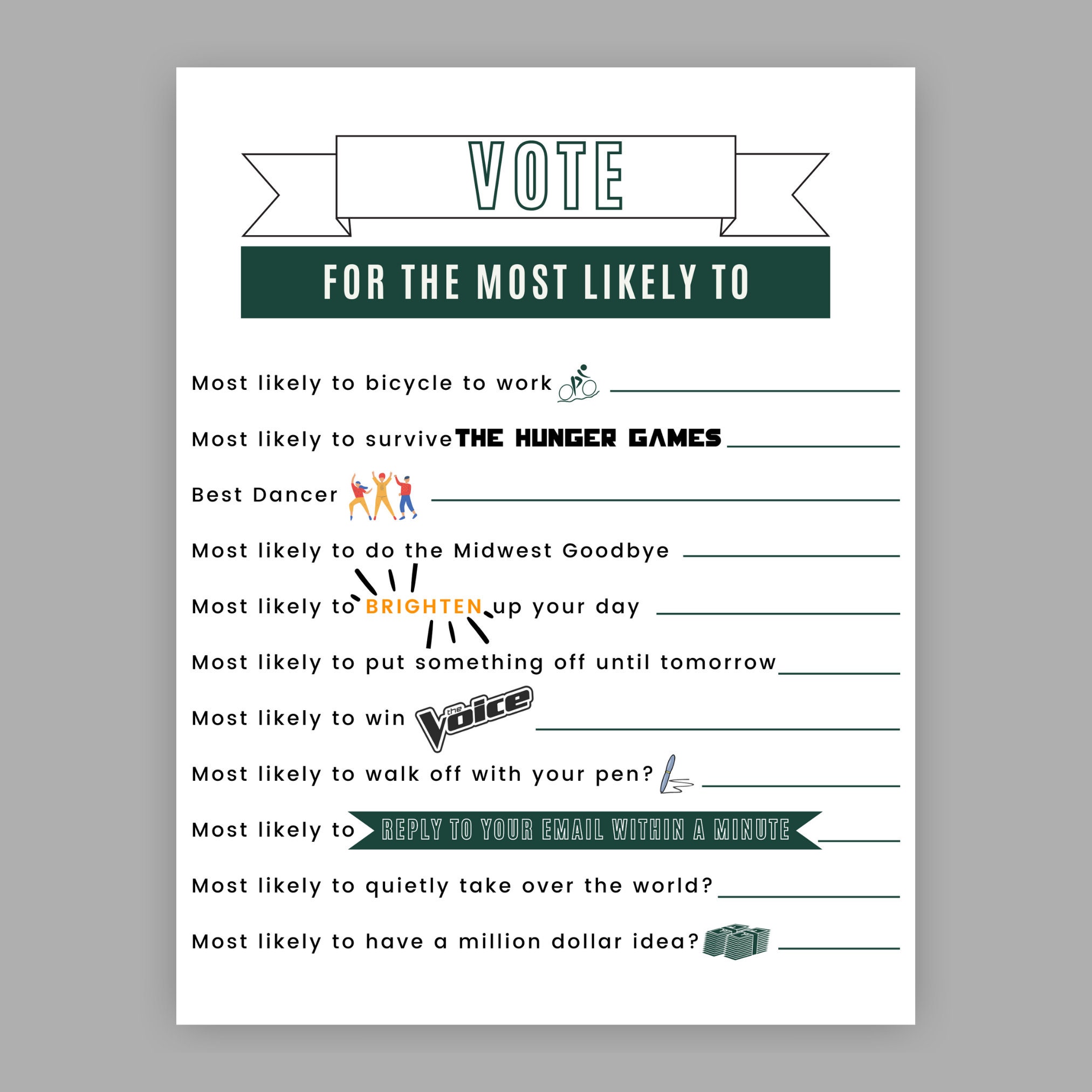 Most Likely to Printable Perfect for Teachers, Students, Employees ...