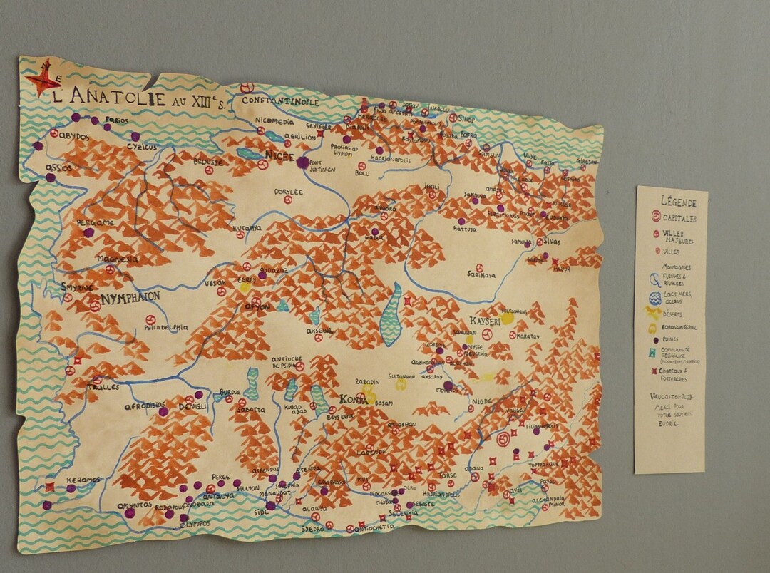 Old Medieval Anatolia Map in the 13th Century current Turkey - Etsy