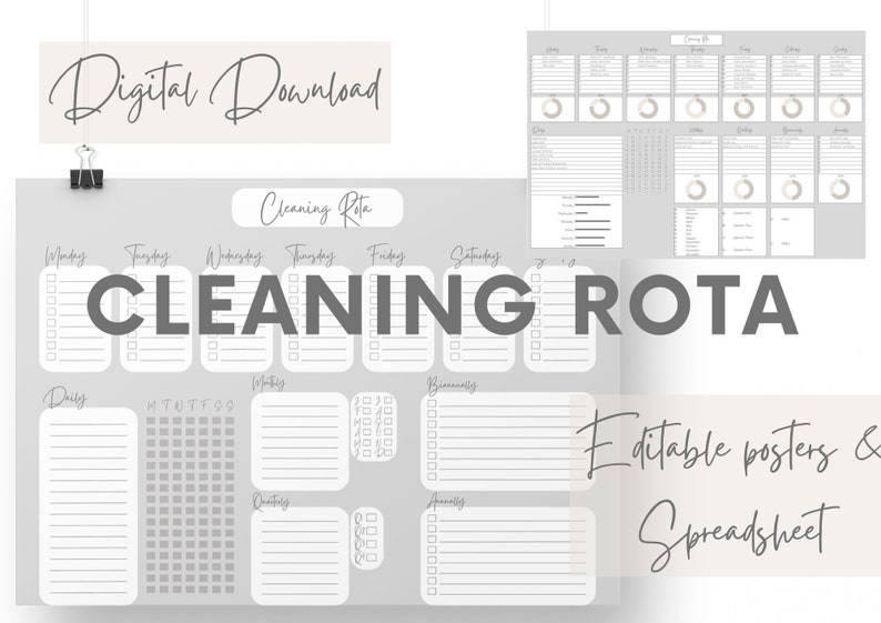 EDITABLE Cleaning Schedule Cleaning Rota Digital Cleaning - Etsy