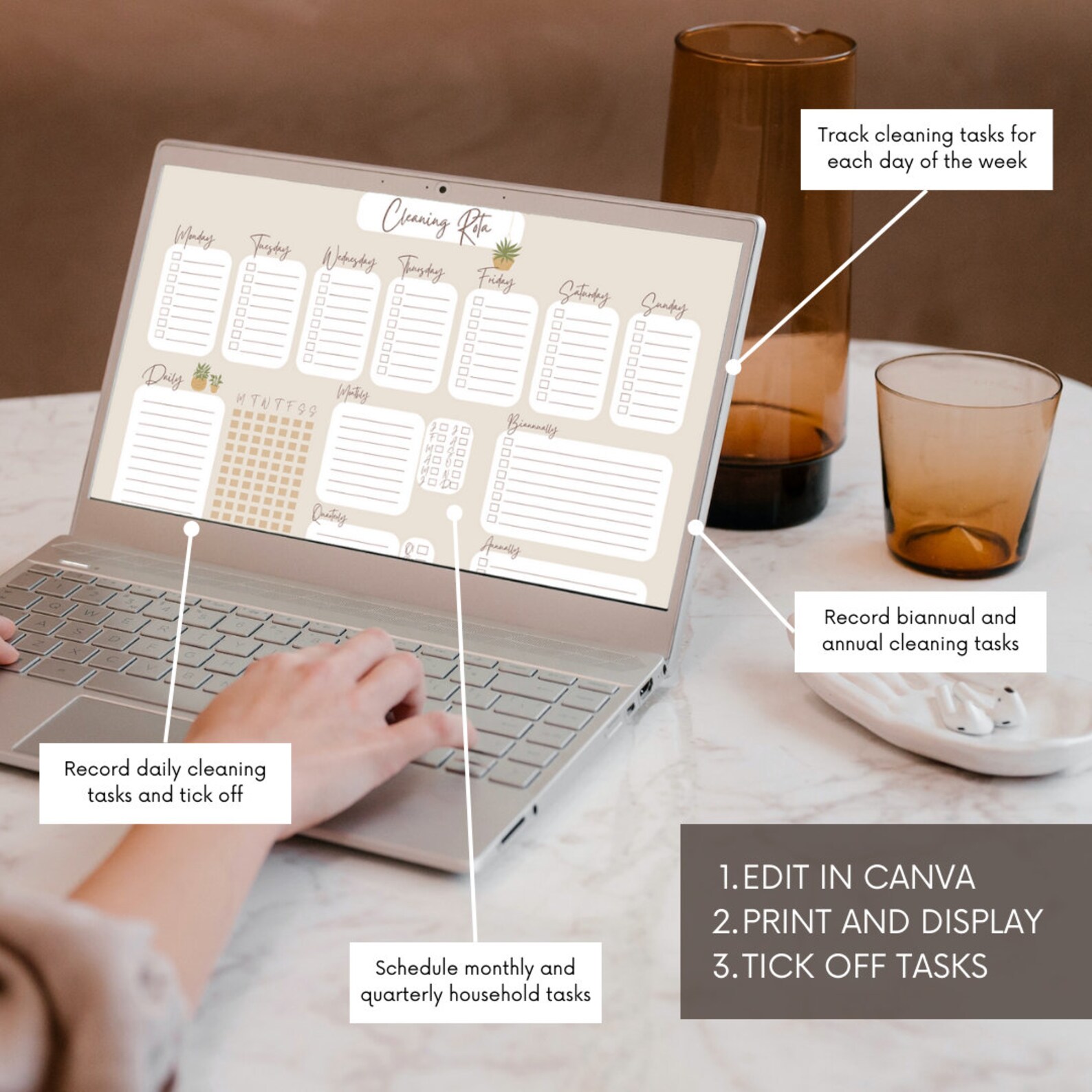 EDITABLE Cleaning Schedule Printable Cleaning Rota Digital Cleaning ...