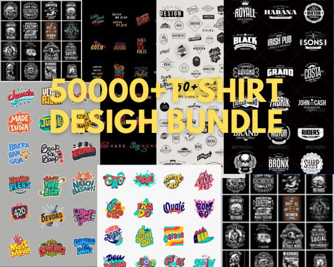 50,000 T-shirt Designs Bonuses Print on Demand Shirt Templates Bundle ...