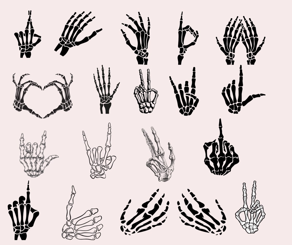 Skeleton Hands SVG Cut Files: Halloween, Skull Hand Gestures (instant ...