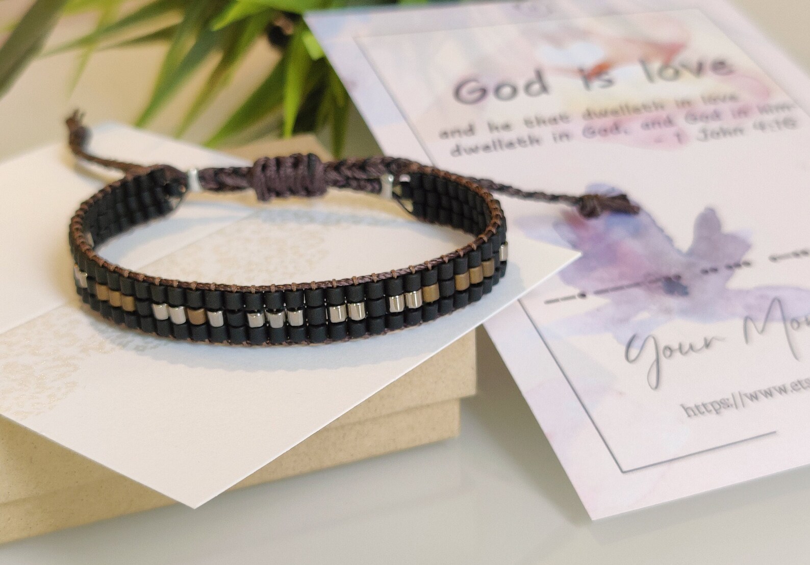 God is Love Bible Verse Bracelet, Morse Code Bided Bracelet, Christian ...
