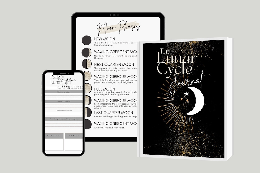 Lunar Cycle Journal, Moon Phases, Digital Download PDF, Moon Calendar ...