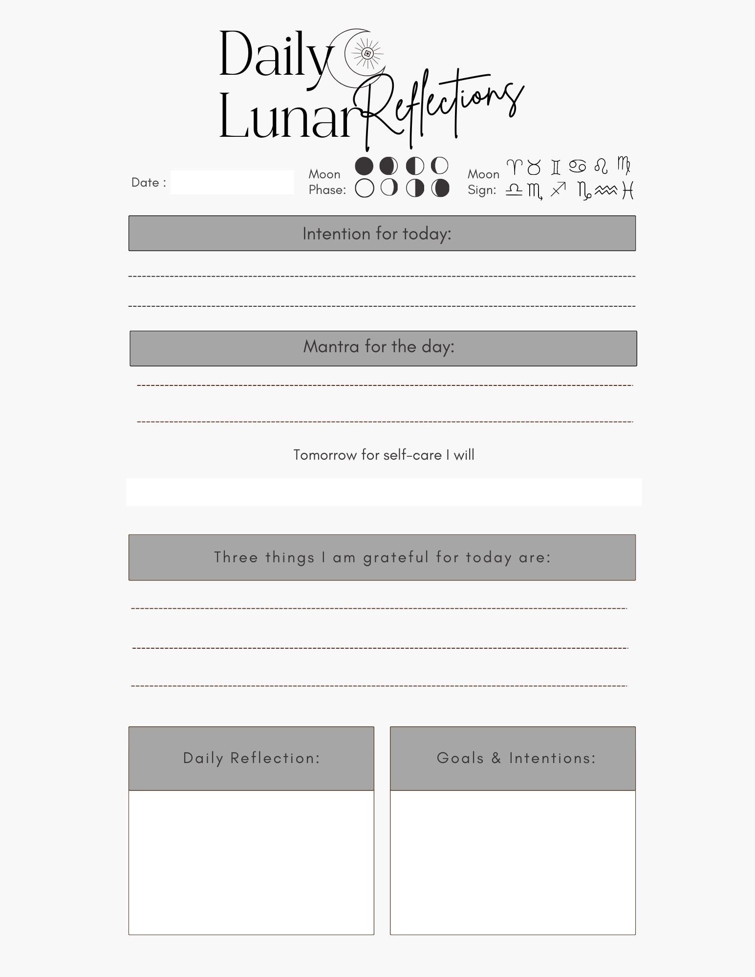 Lunar Cycle Journal, Moon Phases, Digital Download PDF, Moon Calendar ...