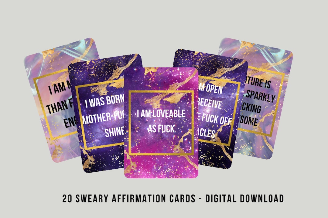 Sweary Affirmation Cards Digital Download, Print at Home, Positive ...