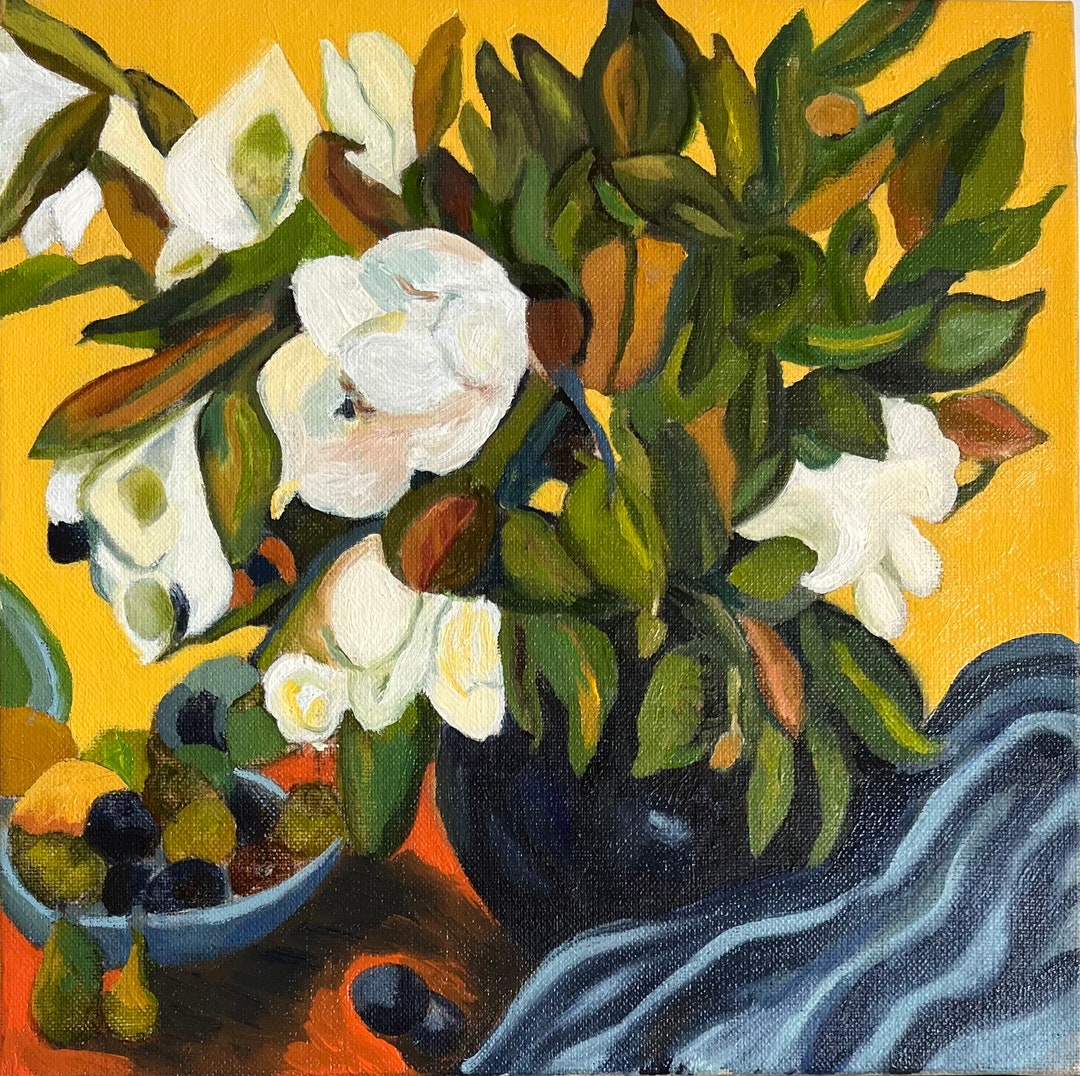 Original Oil Painting of Still Life With Magnolias - Etsy