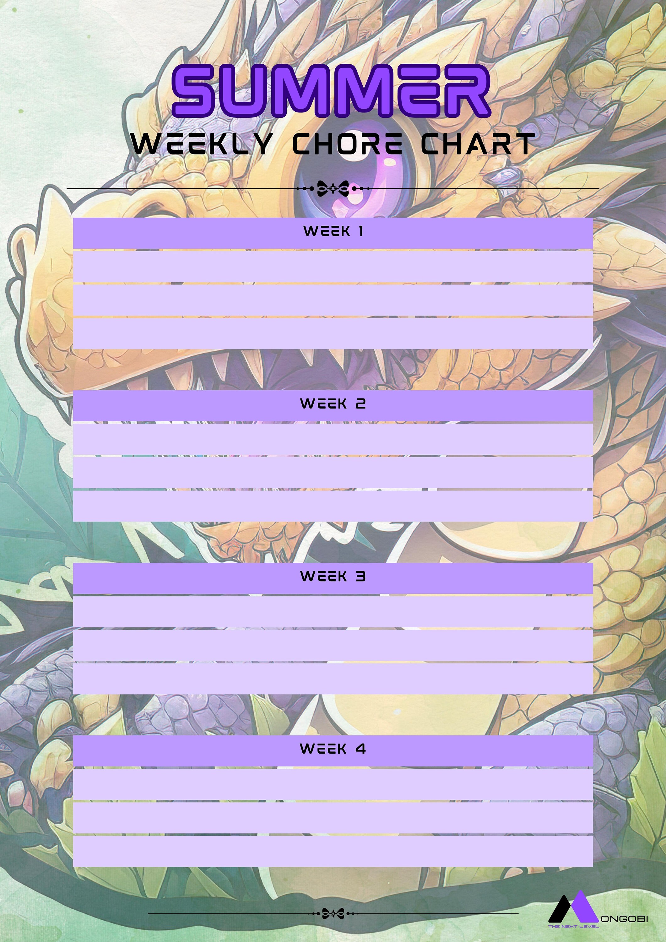 Summer Chore Chart for Kids, Kids Chore Chart, Kids Routine Chart ...