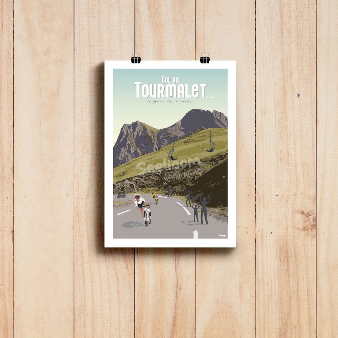 Pyrenees Poster - Col Du Tourmalet / Pyrenees Illustration / Mountain ...