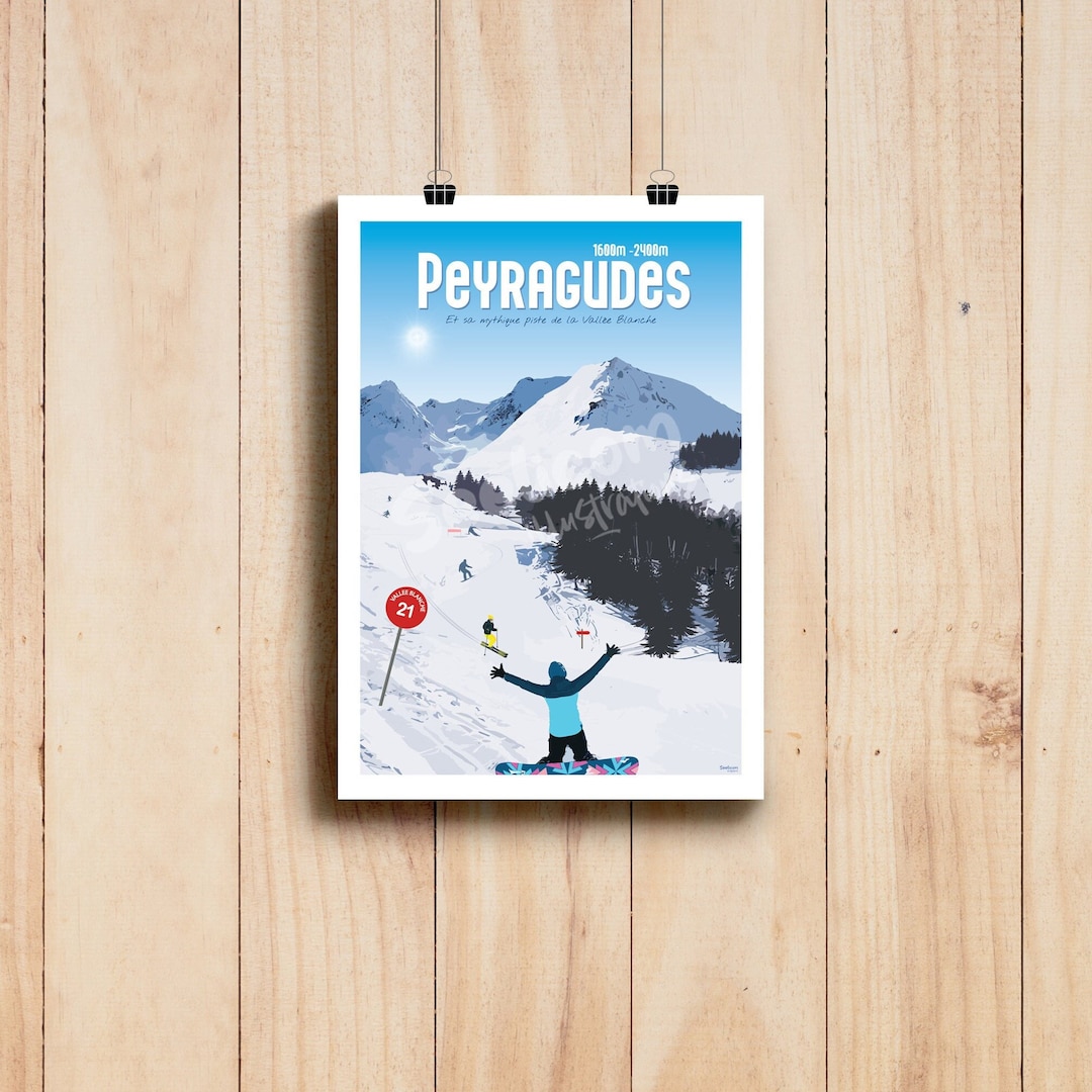 Pyrenees Poster - Peyragudes / Pyrenees Illustration / Mountain Poster ...