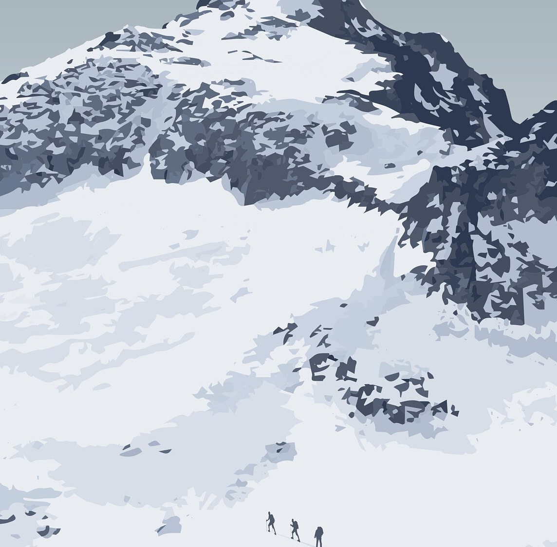 Pyrenees Poster Pic Aneto / Pyrenees Illustration / Mountain Deco Print ...