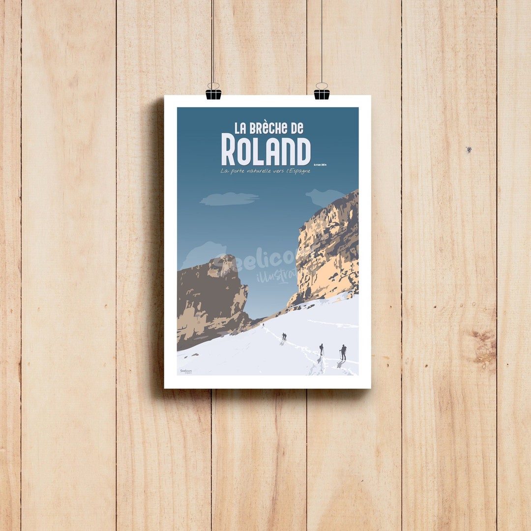 Pyrenees Poster Brèche De Roland / Pyrenees Illustration / Mountain ...