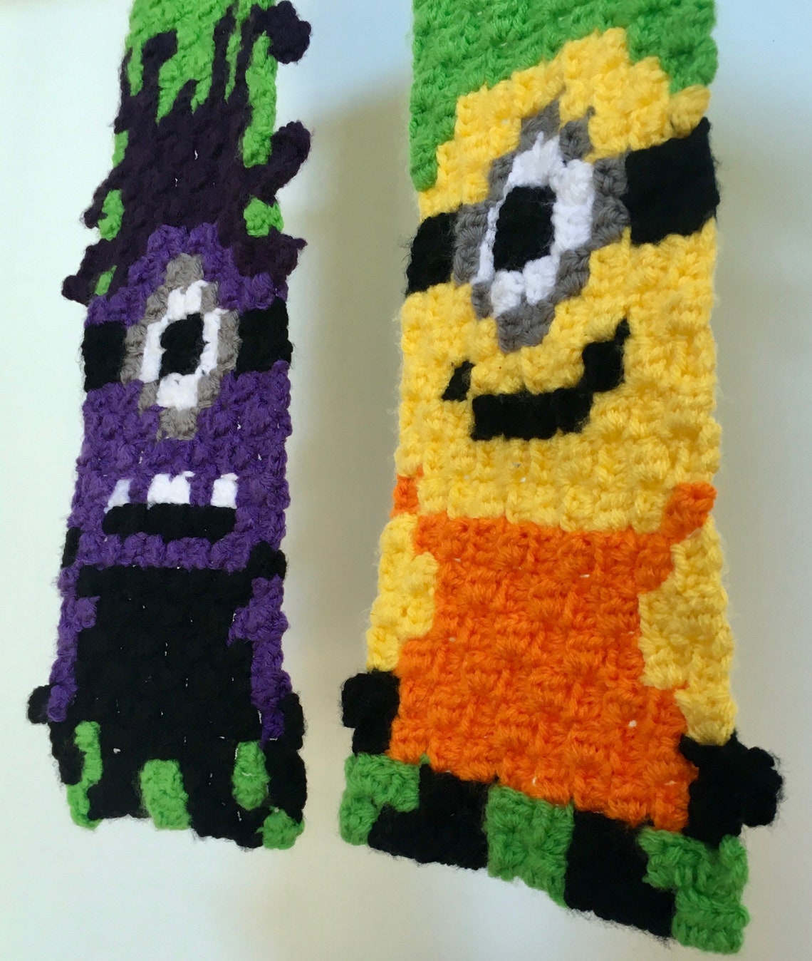 Crochet C2C Minion Vs Evil Minion Scarf Pattern - Etsy