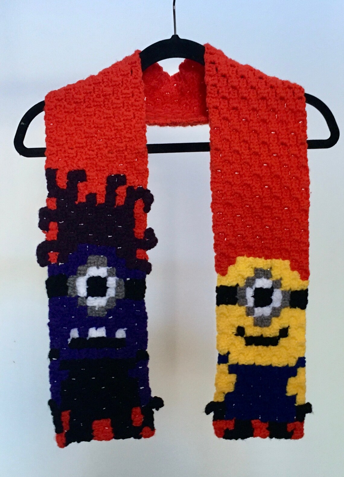 Crochet C2C Minion Vs Evil Minion Scarf Pattern - Etsy