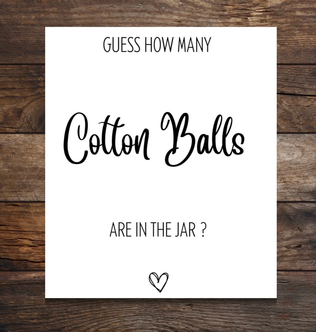Guess How Many Cotton Balls Are in the Jar, Game - Etsy