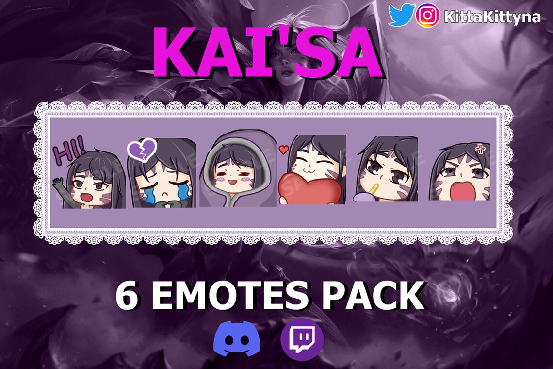 Kai'sa 6x Emote Bundle for Twitch & Discord Stream Emotes League of ...