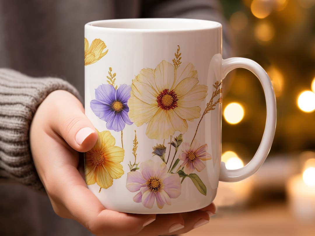 Floral Coffee Mug, Vibrant Wildflowers Mug, Colorful Flower Art Mug ...