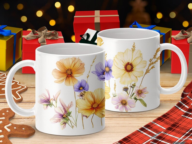 Floral Coffee Mug, Vibrant Wildflowers Mug, Colorful Flower Art Mug ...