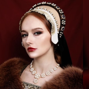French Hood/ Anne Boleyn/ Medieval Renaissance Tudor Headpiece/ Renfair ...