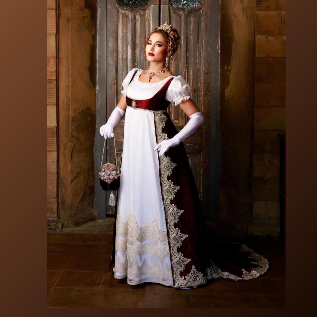 Regency Dress Open Robe Bridgerton Inspired Train Overdress Spencer ...