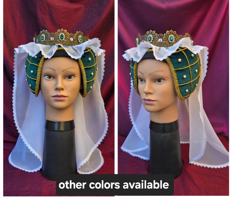 Medieval Renaissance Tudor Headpiece Headdress Escoffion Escoffin ...