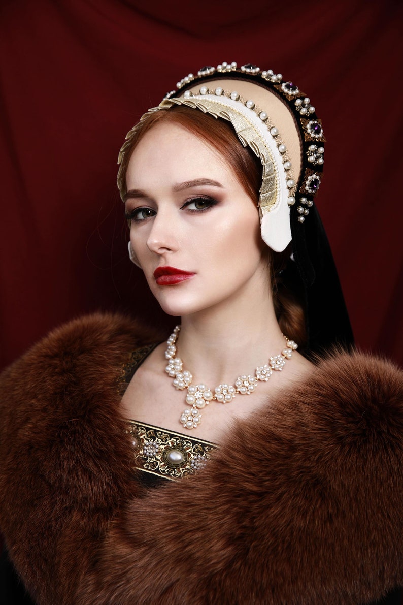 French Hood Anne Boleyn Medieval Renaissance Tudor Headpiece Headwear ...