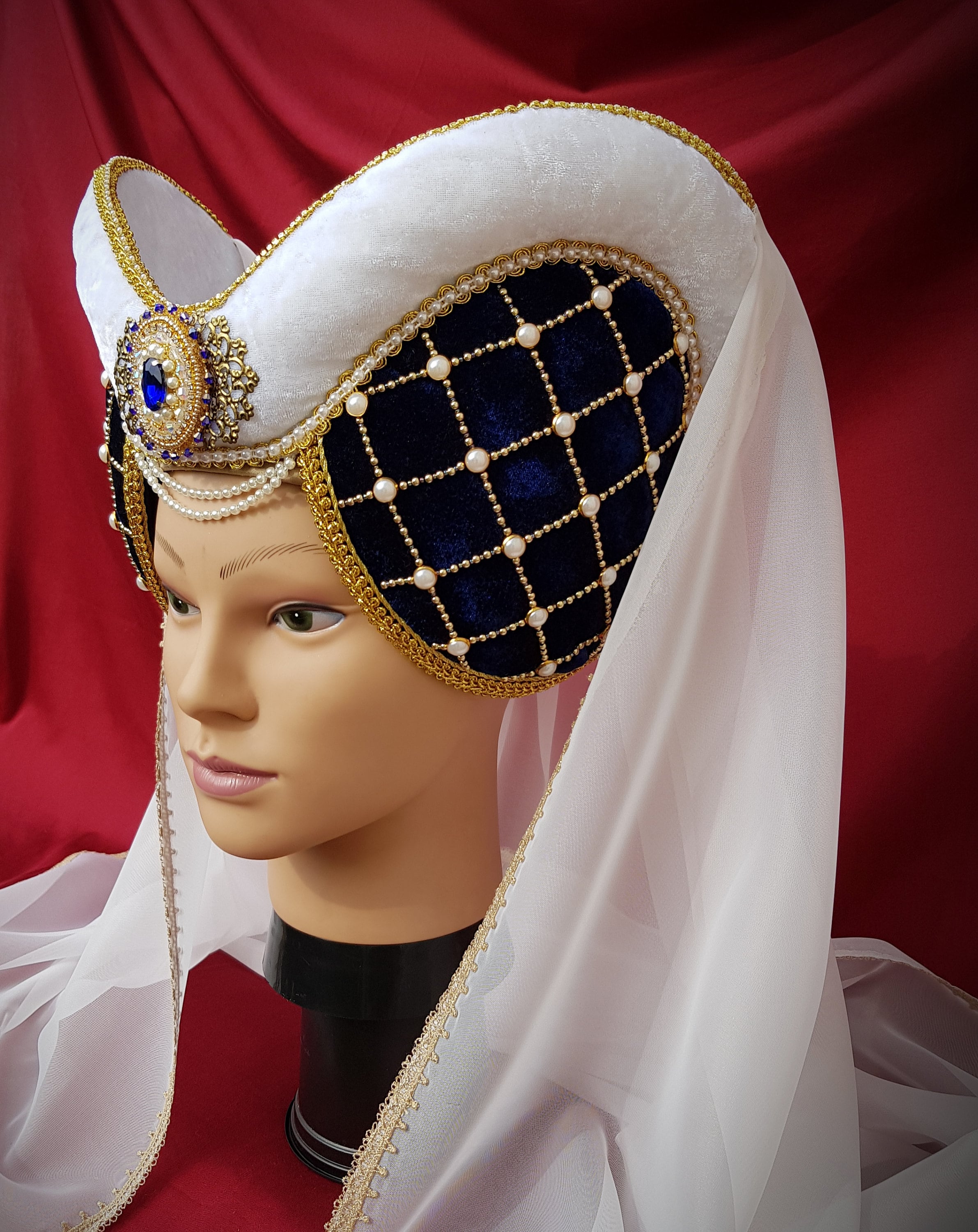 Medieval Renaissance Tudor Headpiece Renfair Headdress Escoffion Outfit ...