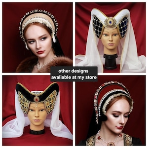 Medieval Renaissance Tudor Headpiece Headdress Escoffion Escoffin ...