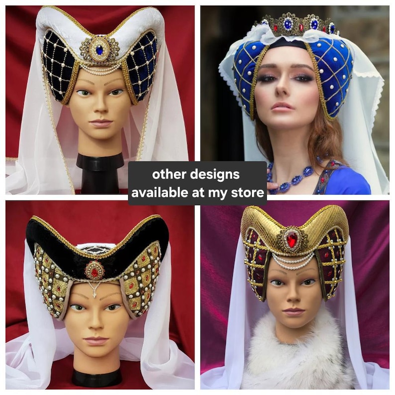 French Hood Anne Boleyn Medieval Renaissance Tudor Headpiece Headwear ...