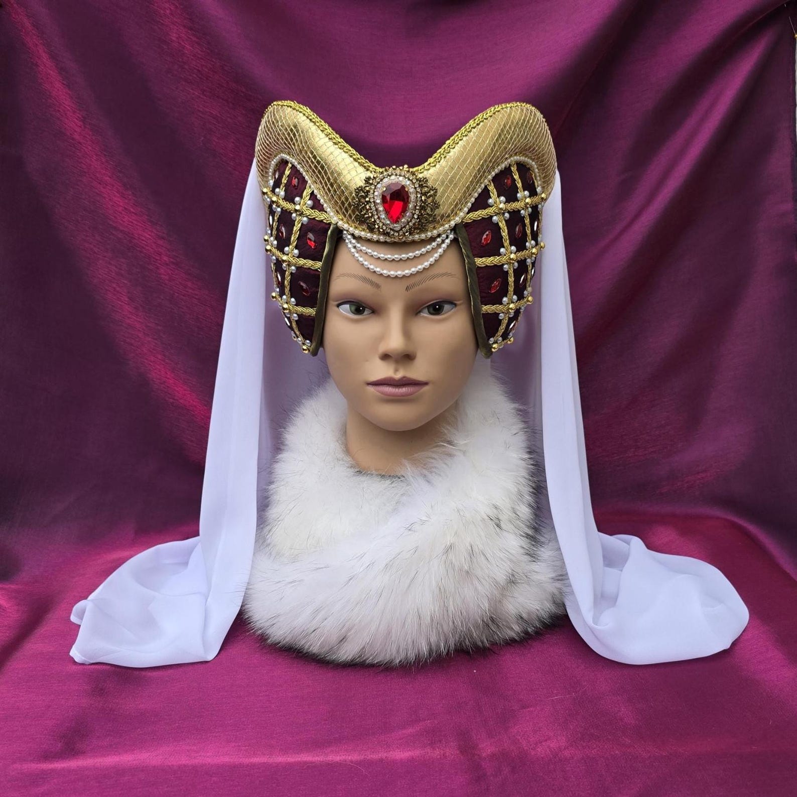 Medieval Renaissance Tudor Headpiece Renfair Headdress Escoffion ...