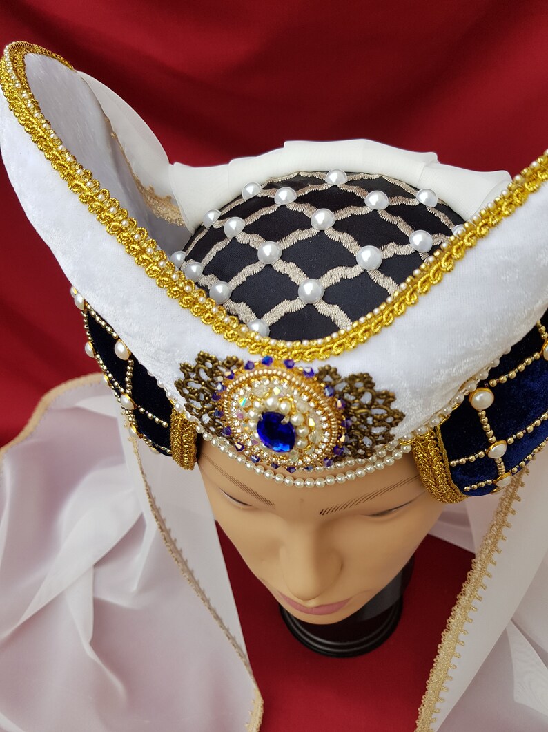 Medieval Renaissance Tudor Headpiece Renfair Headdress Escoffion Outfit ...