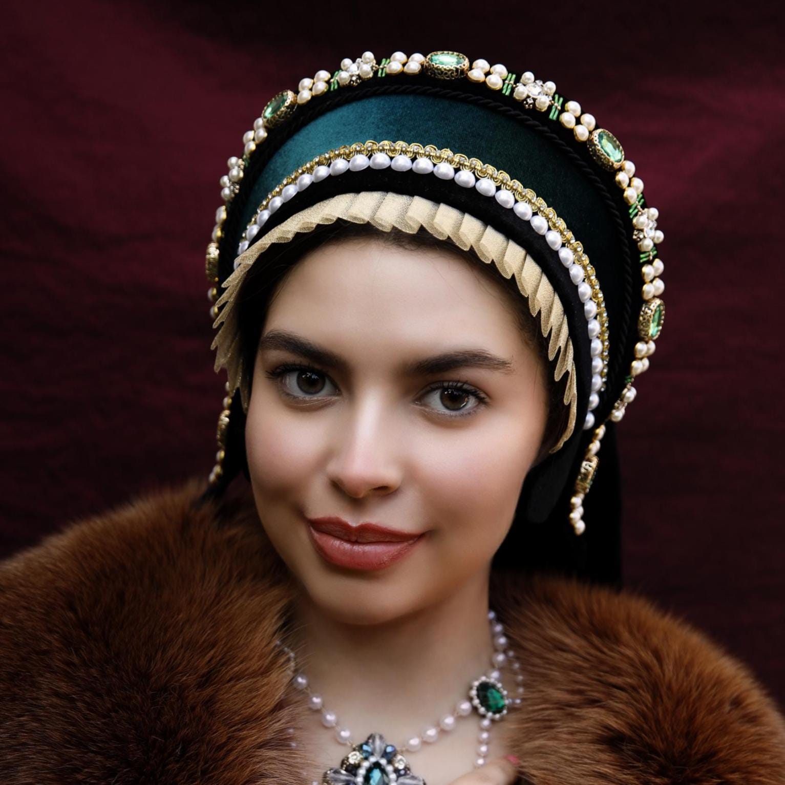 French Hood Anne Boleyn Medieval Renaissance Tudor Headpiece Headwear ...