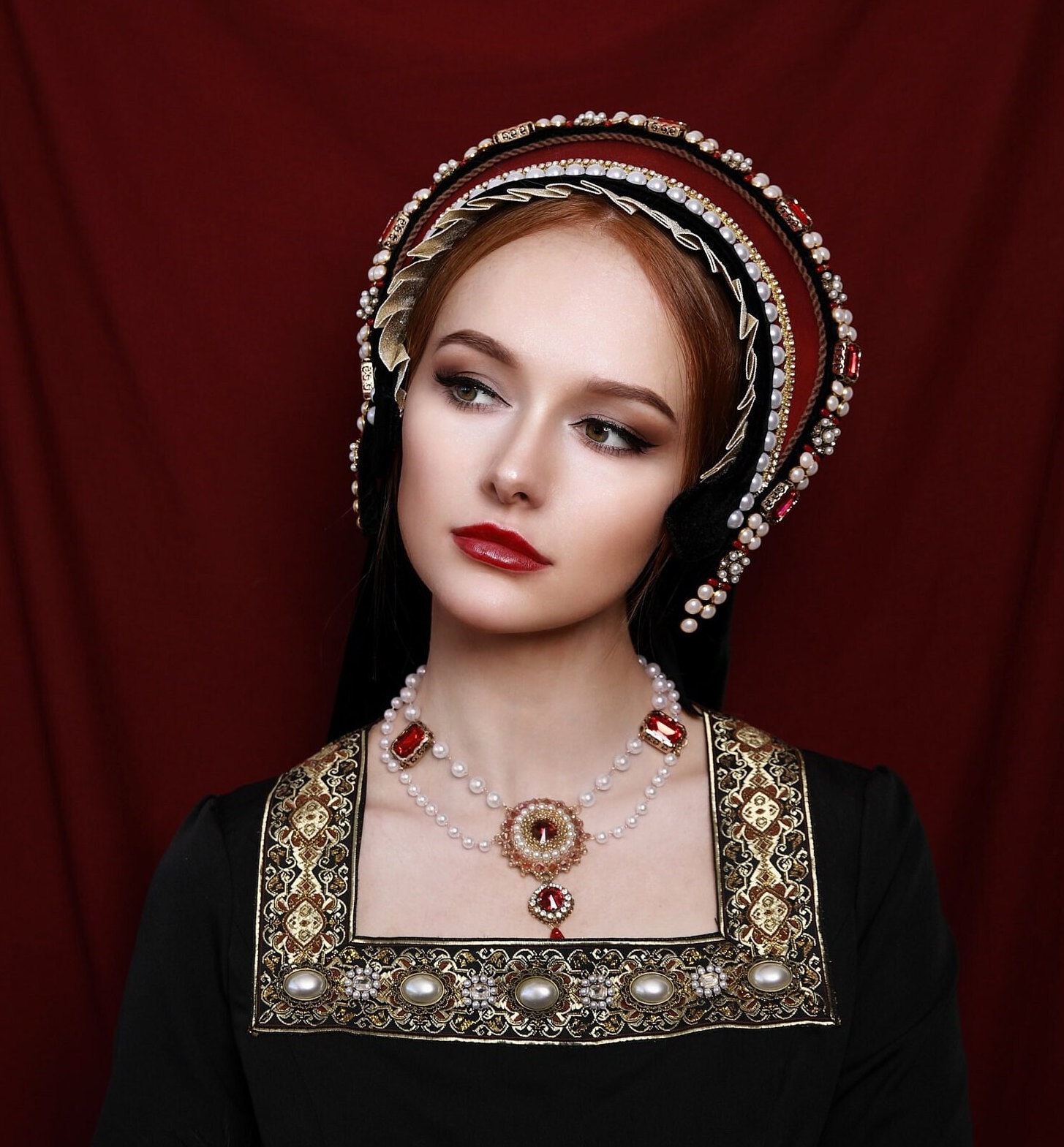 French Hood/ Anne Boleyn/ Medieval Renaissance Tudor Headpiece/ Renfair ...