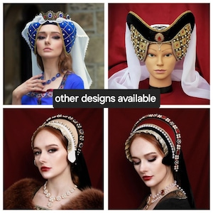 Medieval Renaissance Tudor Headpiece Renfair Headdress Escoffion Outfit ...