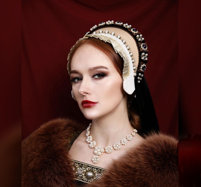French Hood/ Anne Boleyn/ Medieval Renaissance Tudor Headpiece/ Renfair ...