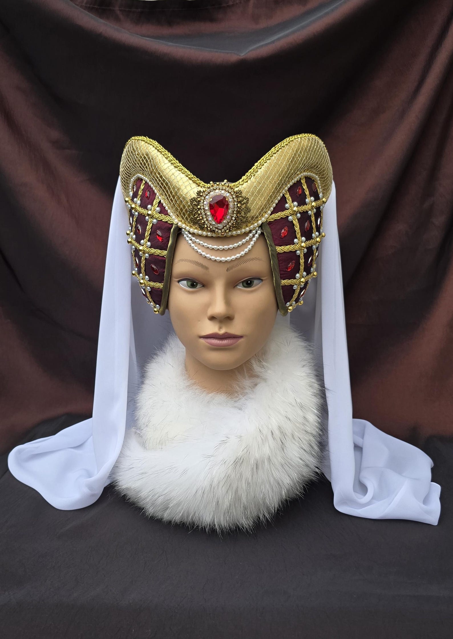 Medieval Renaissance Tudor Headpiece Renfair Headdress Escoffion ...