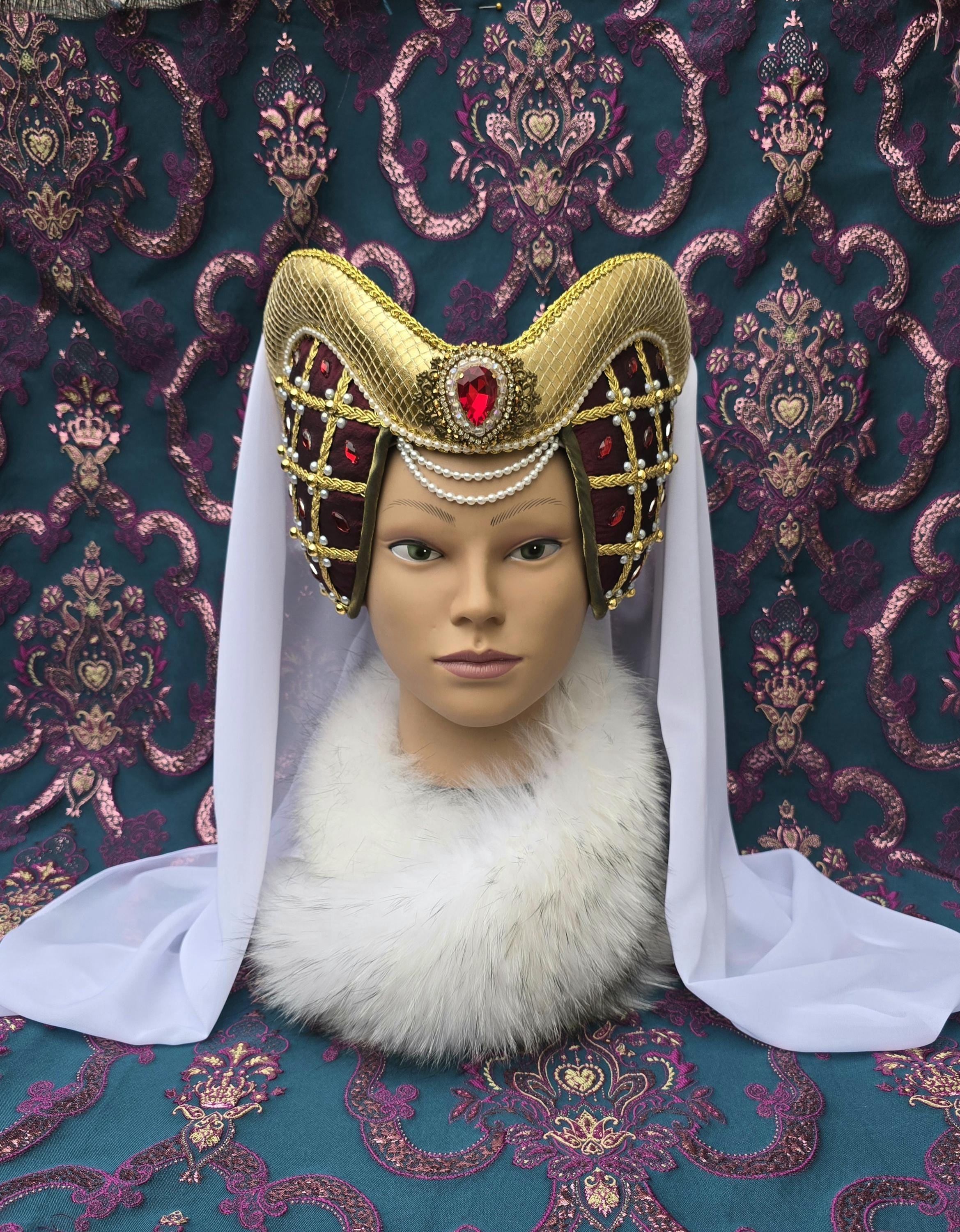 Medieval Renaissance Tudor Headpiece Renfair Headdress Escoffion ...