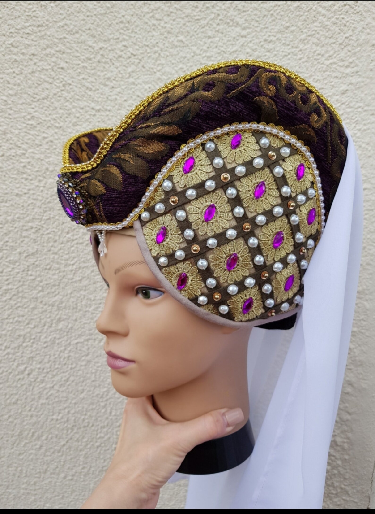 Medieval Renaissance Tudor Headpiece Renfair Headdress Escoffion ...