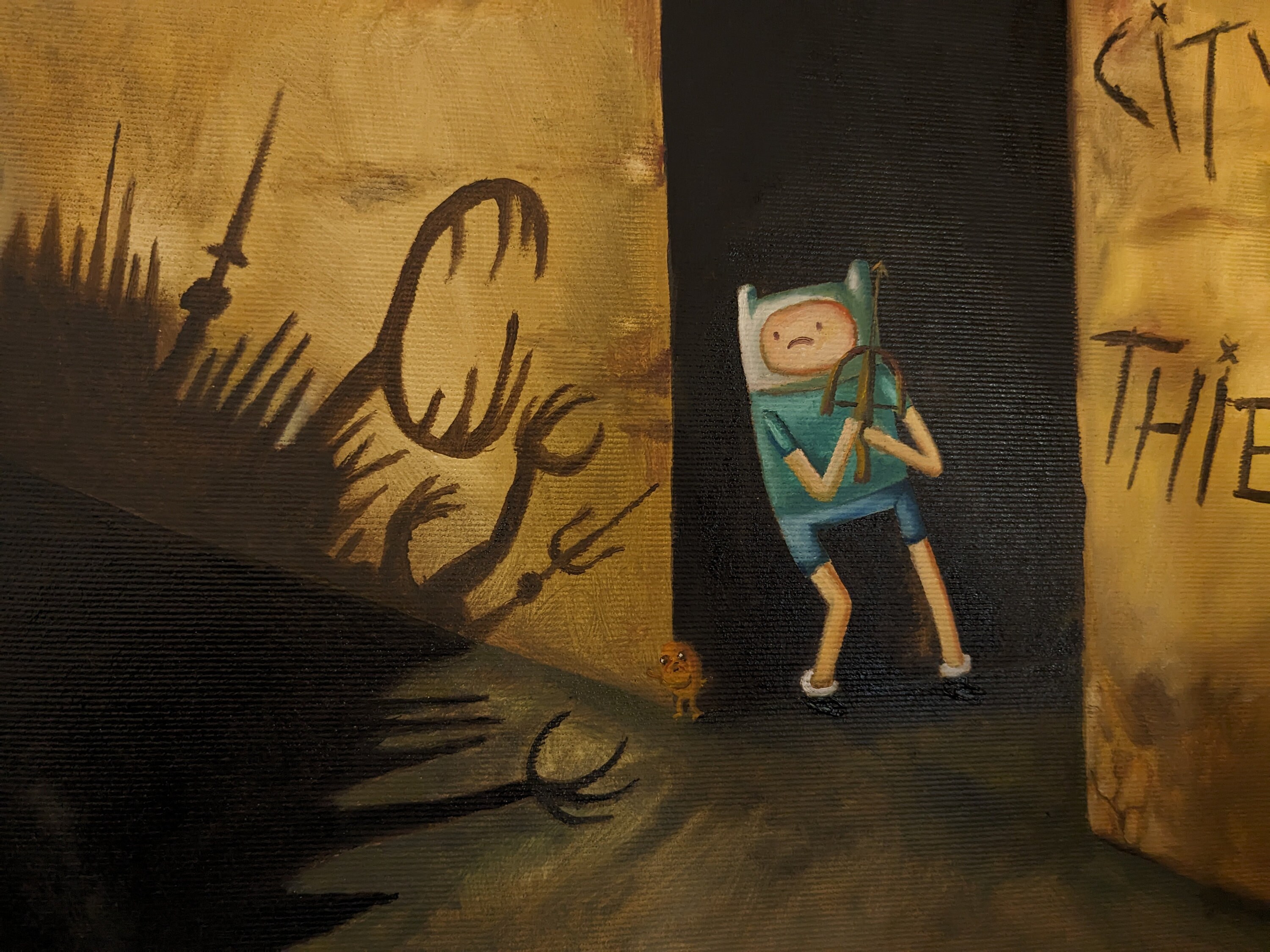 Adventure Time Oil Painting on Canvas City of Thieves Original Handmade ...