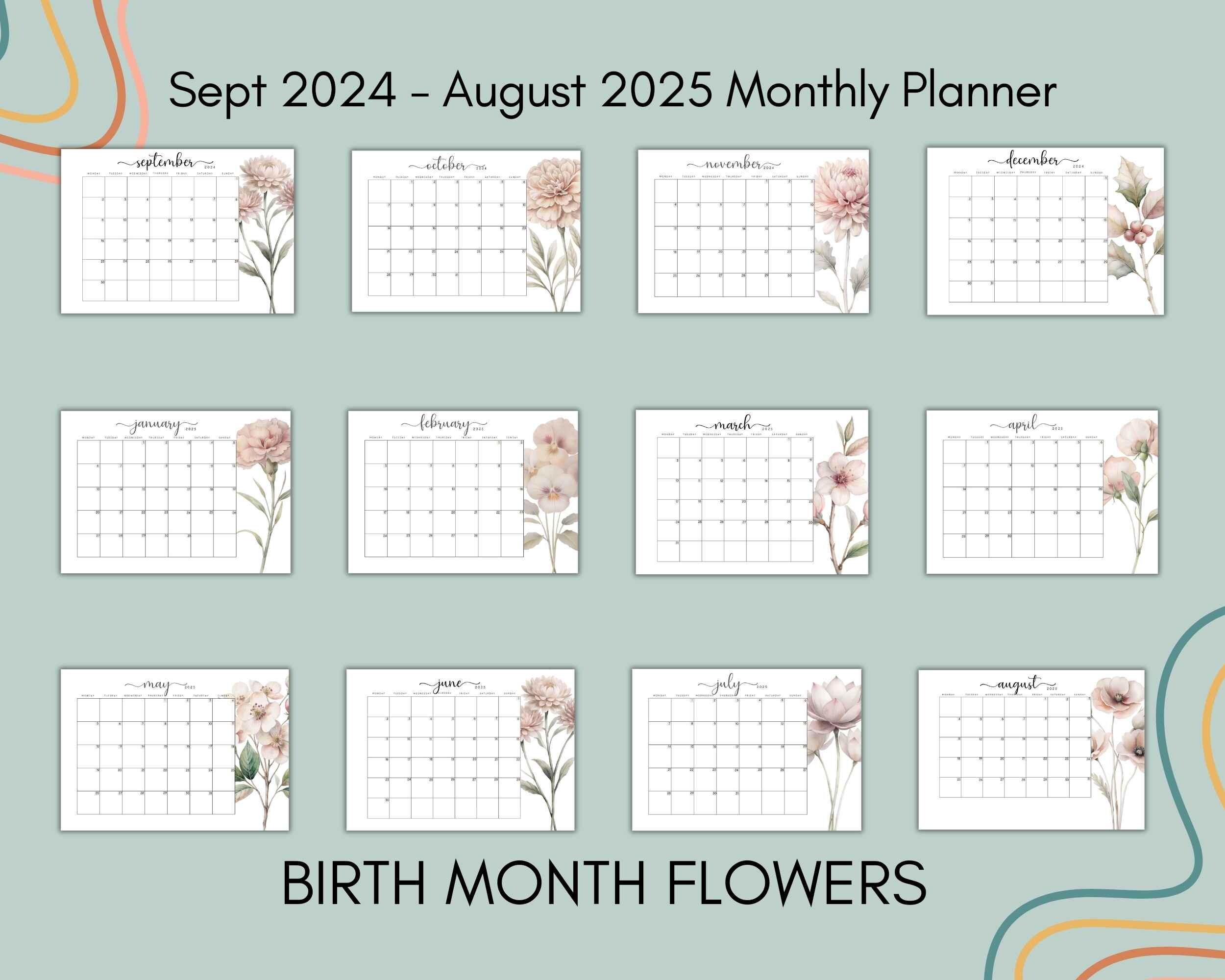 Mid Year Calendar Printable 2024-2025, Month at A Glance to Do List ...