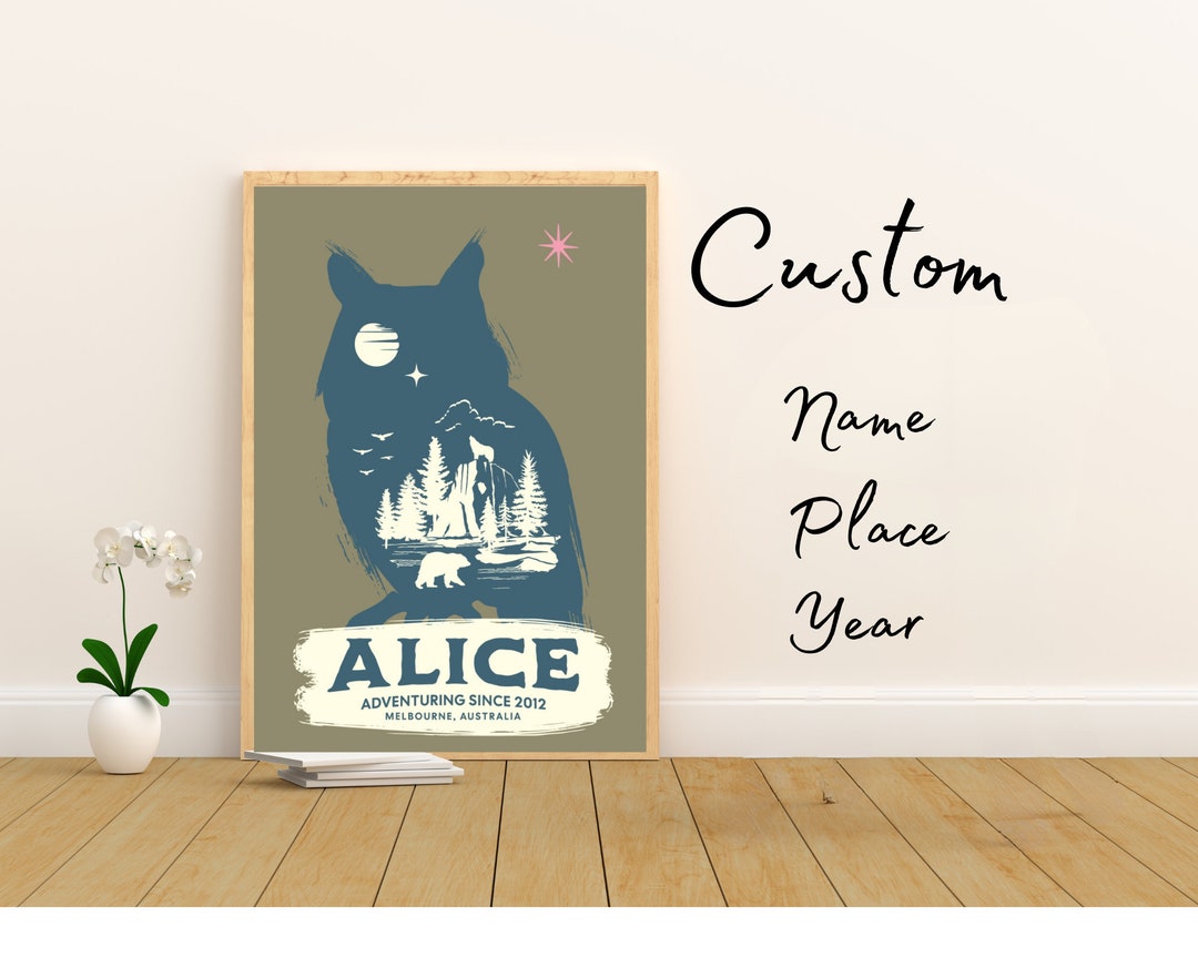 Nursery Print Custom Birth Details Owl Nursery Decor Nature Lover Gift ...
