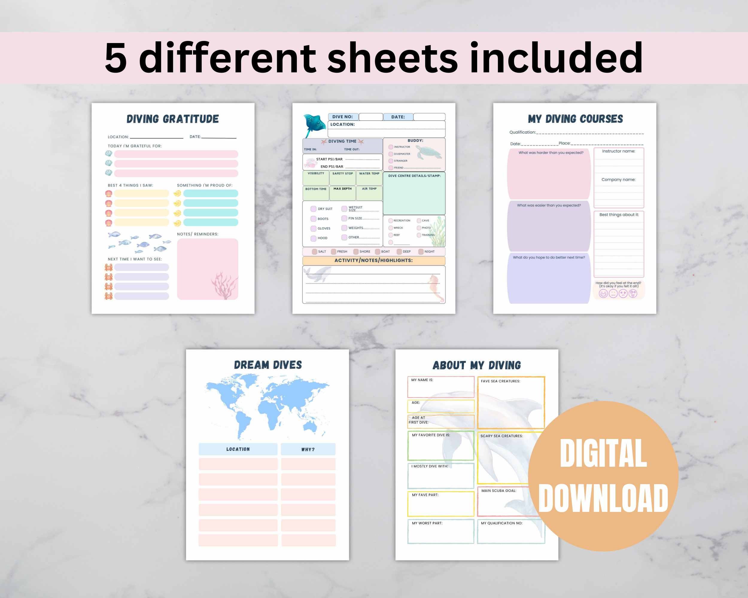 Scuba Planner Printable Planner for Scuba Divers Scuba Teachers Female ...