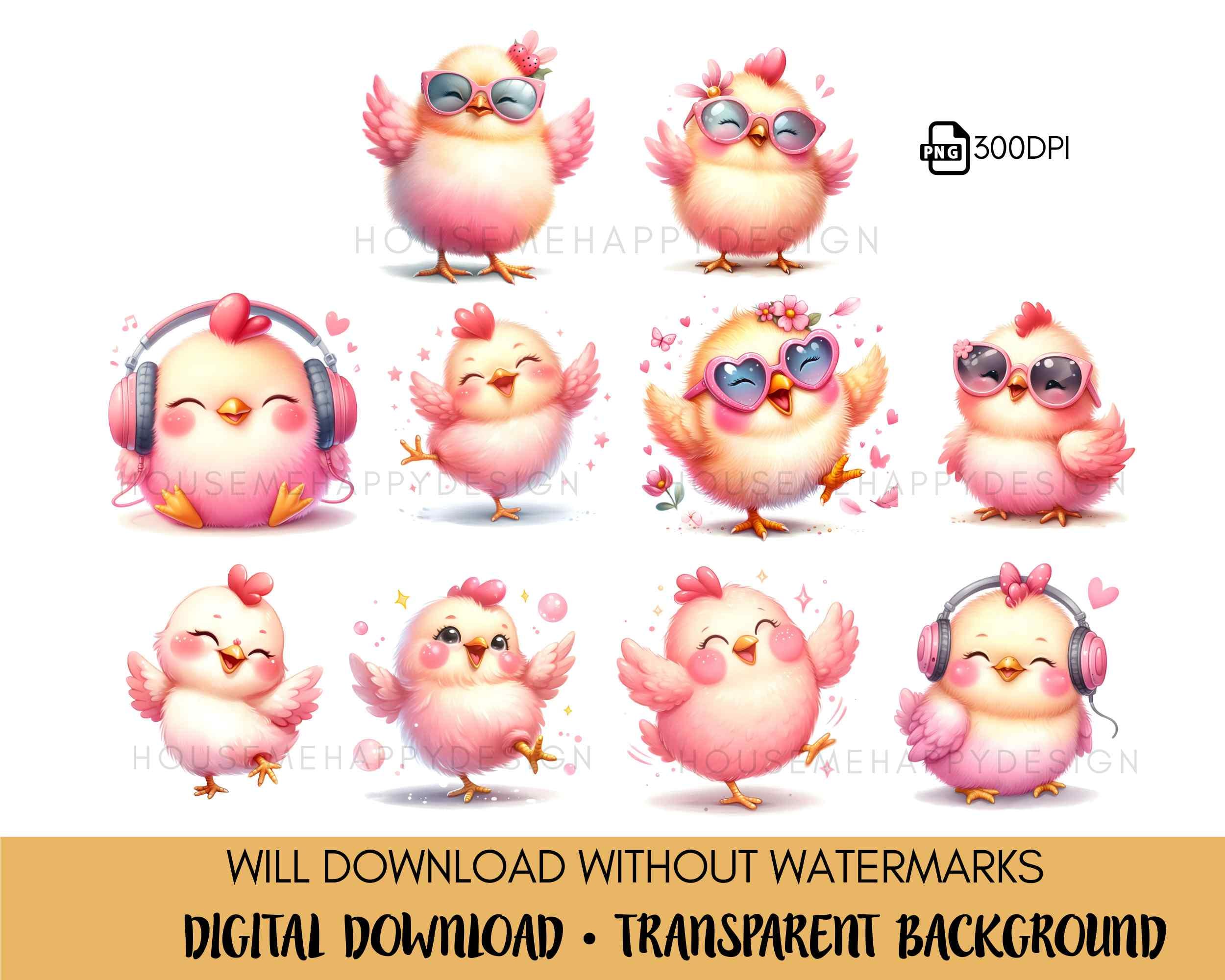 Crazy Chicken PNG, Cute Chicken Clipart, Digital Chicken, Funny Birds, Digital Download - Etsy