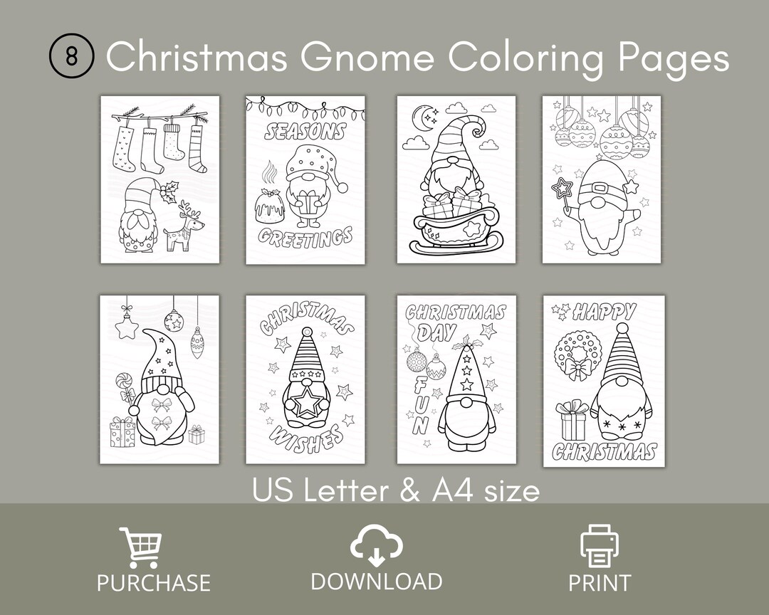 Christmas Coloring Pages for Kids Gnomes Christmas Party Activity - Etsy